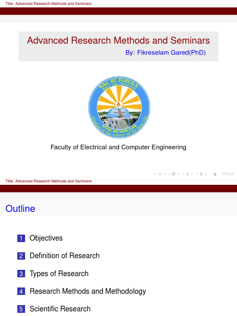 Advanced Research Methods and Seminars: By: Fikreselam Gared (PHD) | PDF | Scientific Method ...