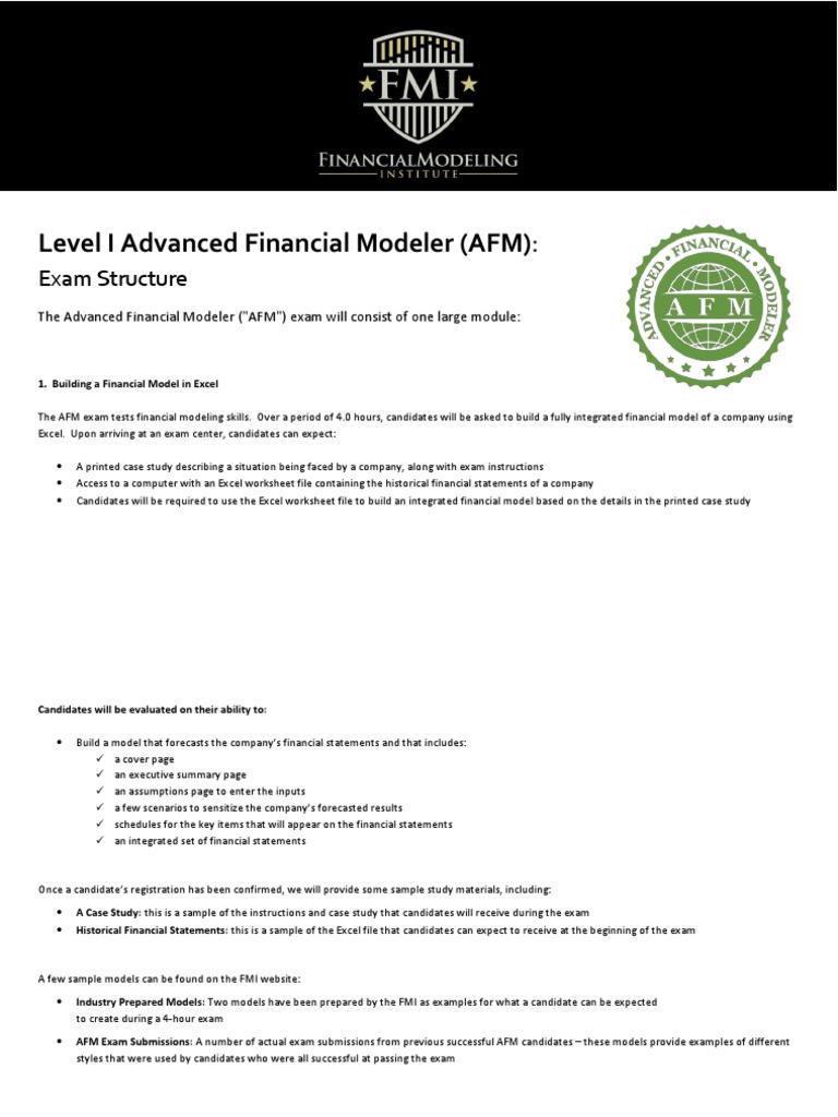 AFM Exam Structure - August 2018 | PDF