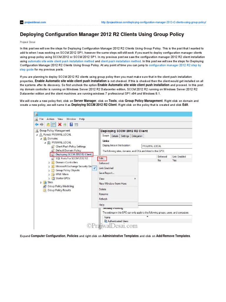 13 - Deploying Configuration Manager 2012 R2 Clients Using Group Policy ...