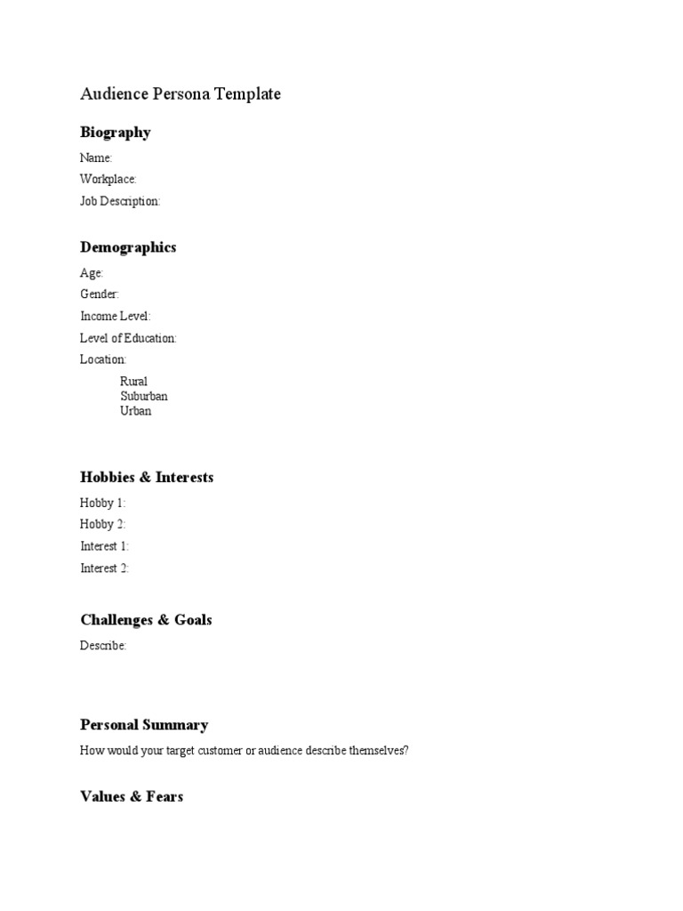 Audience Persona Template Guide | PDF
