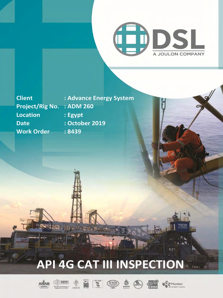 Advance Energy API 4G Inspection Report | PDF | Equipment | Mechanical ...
