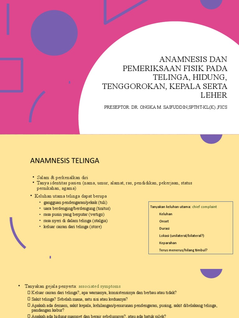 Pemeriksaan Fisik Pada Telinga, Hidung, Tenggorokan | PDF Pemeriksaan Fisik Pada Telinga, Hidung, Tenggorokan | PDF