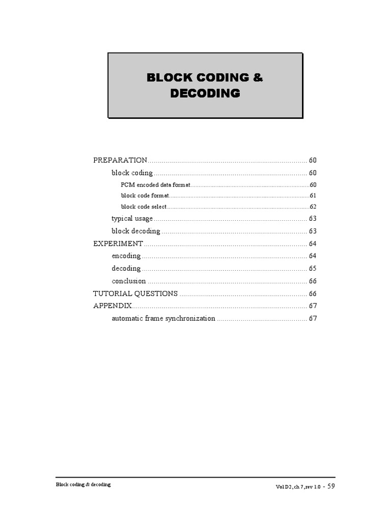 Block Coding And Block Coding And Block Coding And Block Coding And Decoding Decoding Decoding Decoding