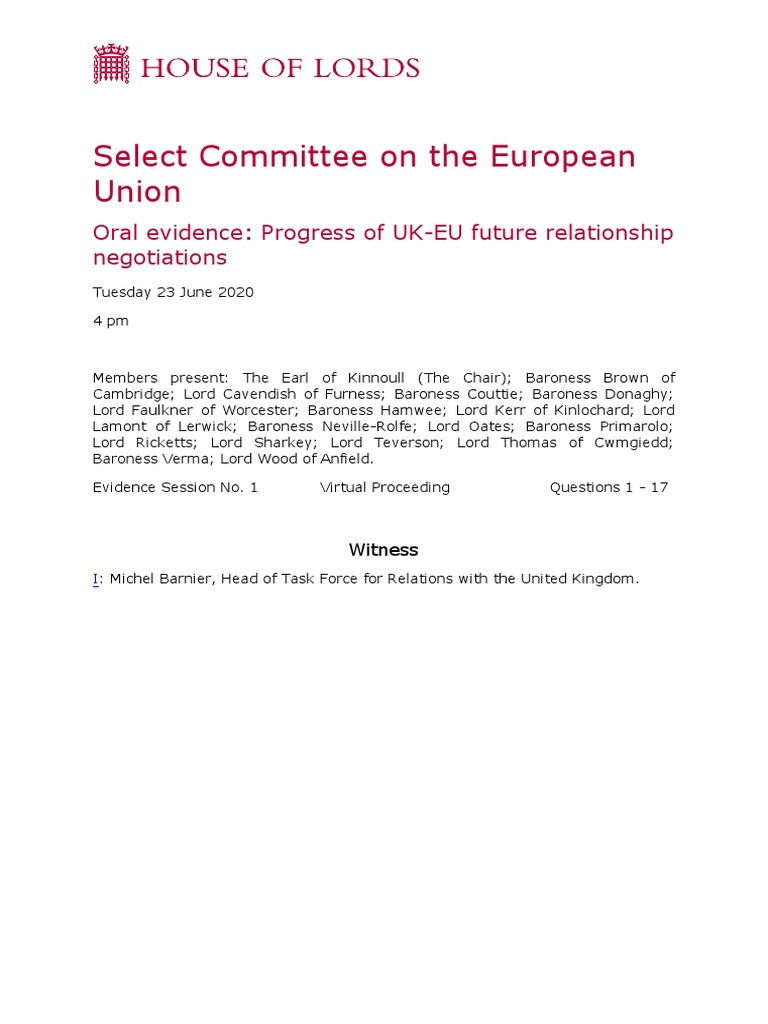 Progress Of Uk Eu Future Relationship Negotiations Pdf Brexit