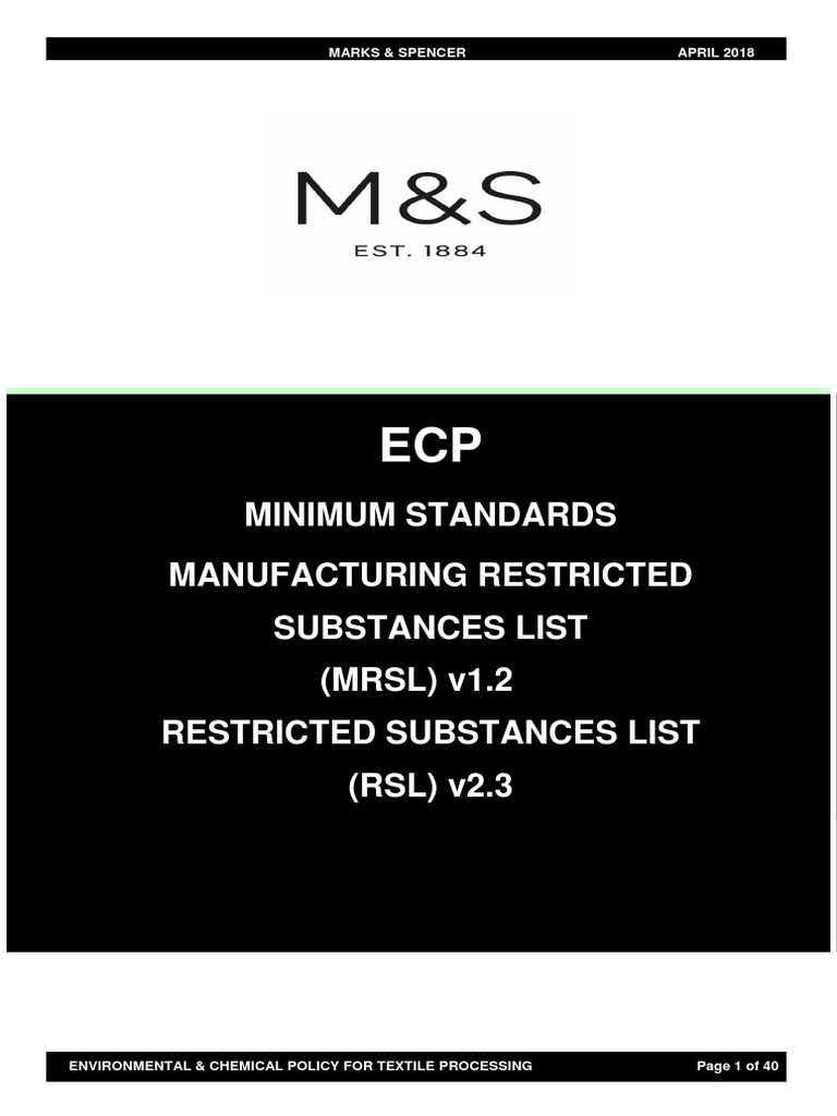 M&S Textile Processing Chemical Policy | PDF | Polycyclic Aromatic ...