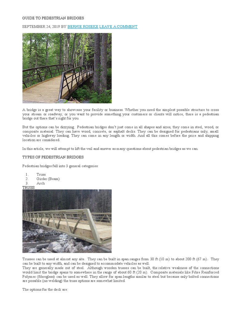 Guide To Pedestrian Bridges | PDF | Bridge | Truss