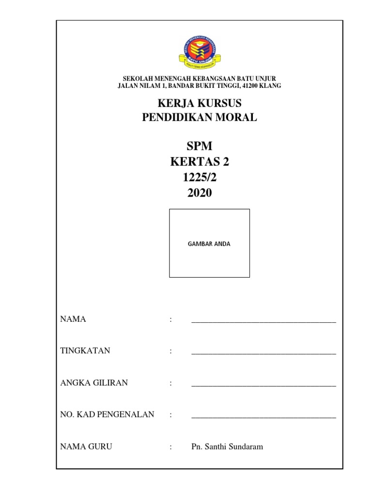 Muka Depan Folio Moral PDF | PDF