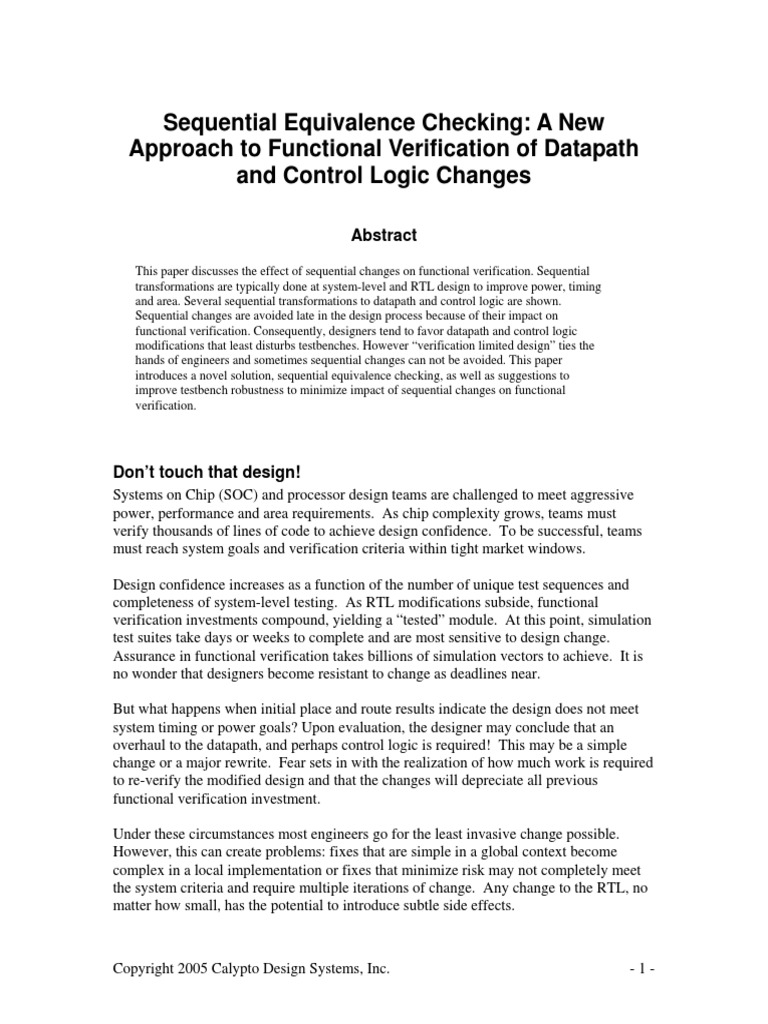 Managing Logic Transformations Final | PDF | Formal Verification | System On A Chip