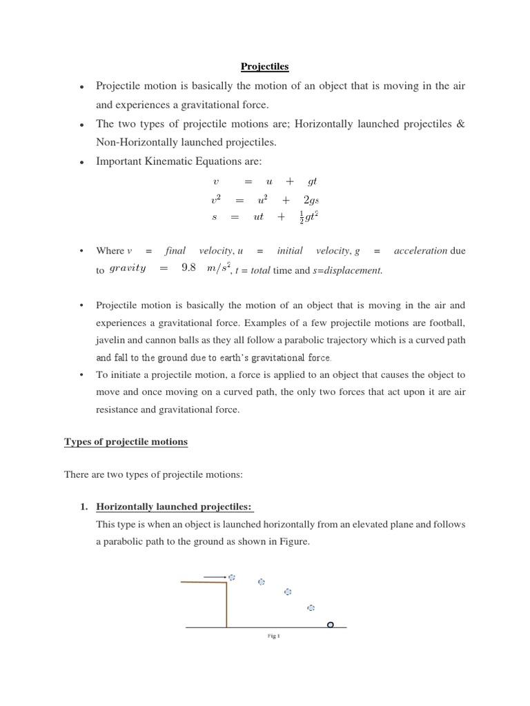 Projectiles: Types of Projectile Motions | PDF | Spacetime | Physics