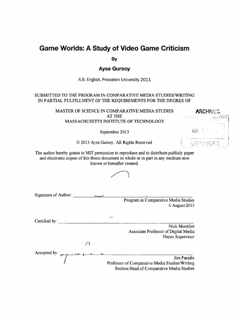 Ayse Gursoy - Game Worlds A Study of Video Game Criticism | PDF ...