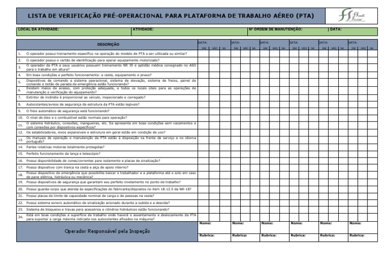 Check List Pta | PDF | Science | Engenharia