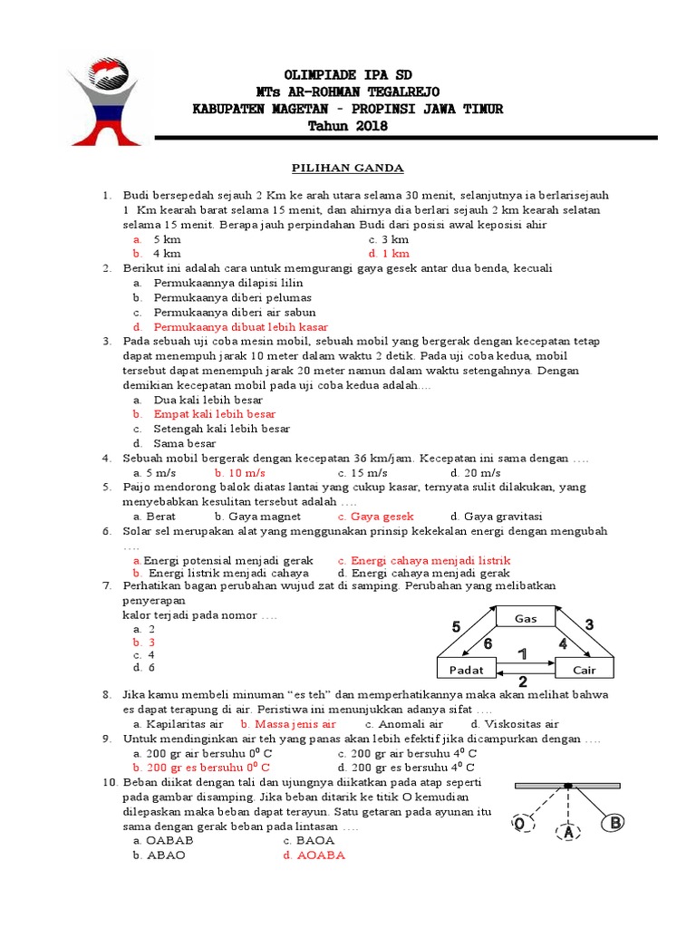 Soal Olimpiade IPA SD 2018 | PDF