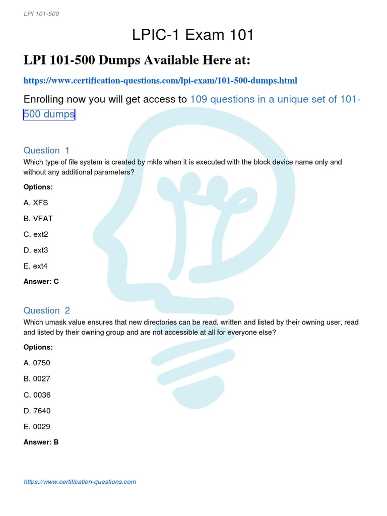 LPIC-1 Exam 101: LPI 101-500 Dumps Available Here at | PDF | File System | Utility Software