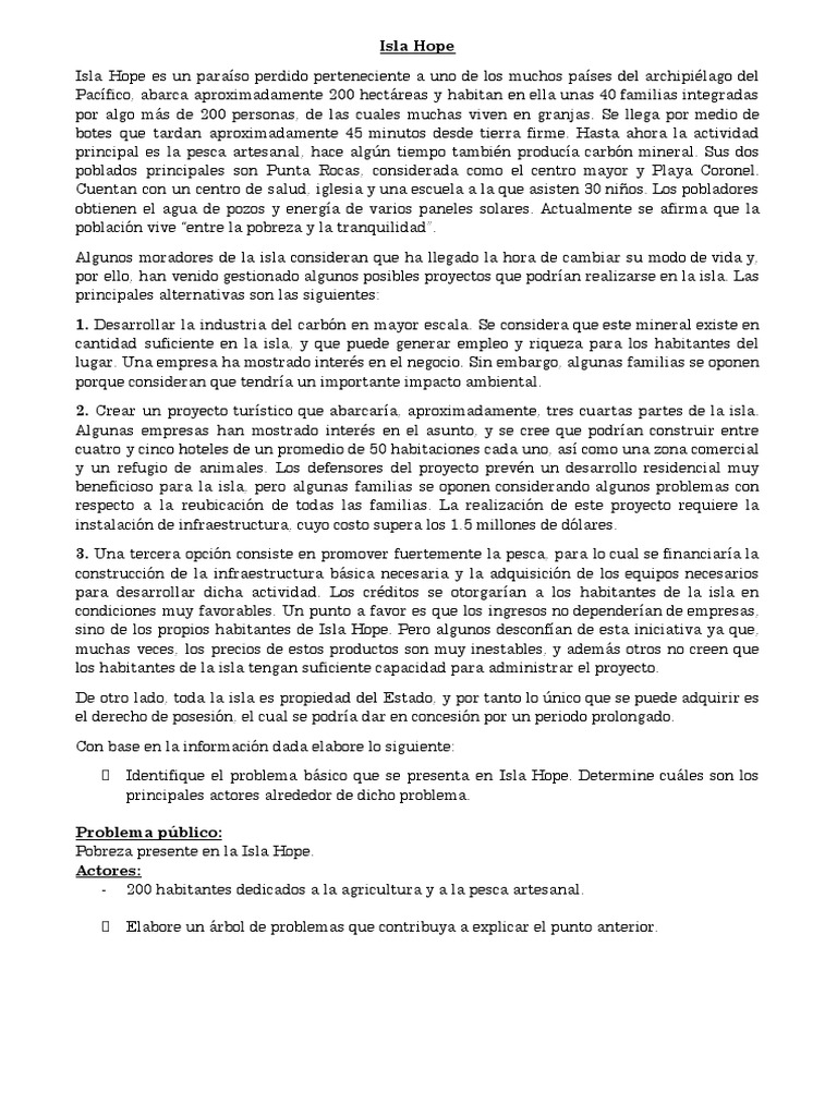 GRUPO 1 - Caso Isla Hope | Descargar gratis PDF | Pobreza | Pobreza e ...