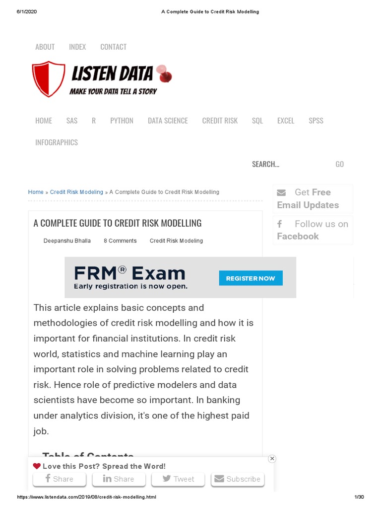A Complete Guide To Credit Risk Modelling PDF | PDF | Credit | Finance ...