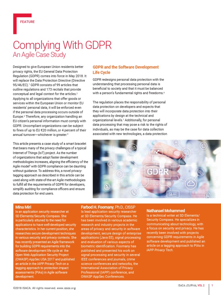Complying With GDPR: An Agile Case Study | PDF | Information Privacy | Software Development Process