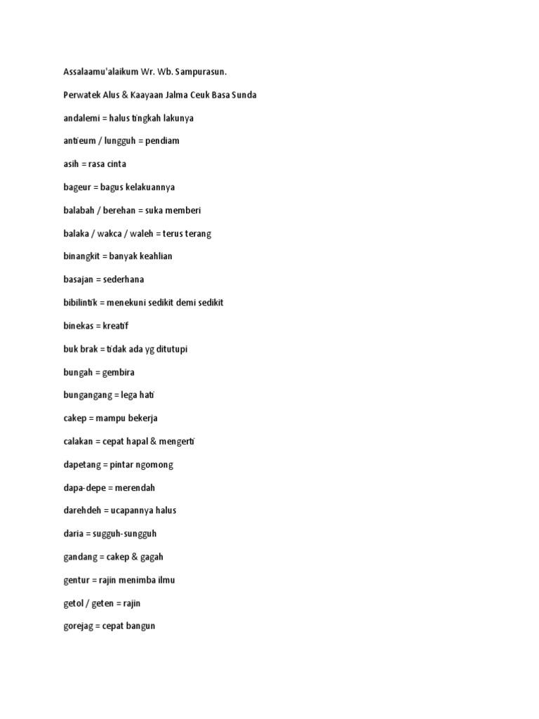 Kosa Kata Sunda | PDF