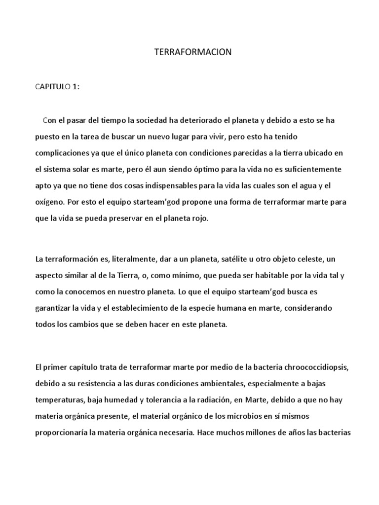 TERRAFORMACION | PDF | Marte | Atmósfera