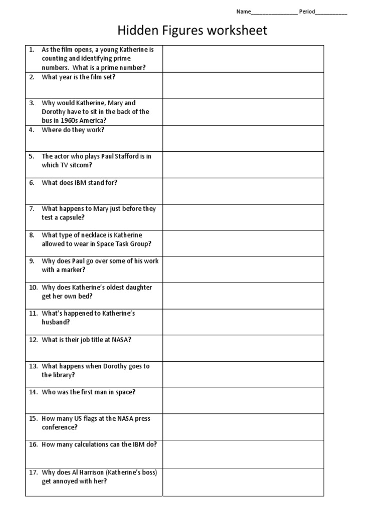 Hidden Figures Worksheet - Printme | PDF
