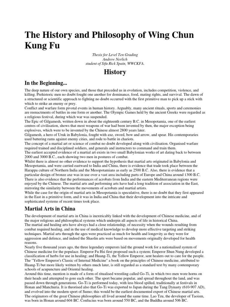 History and Philosophy of Wing Chun | PDF | Chinese Martial Arts ...
