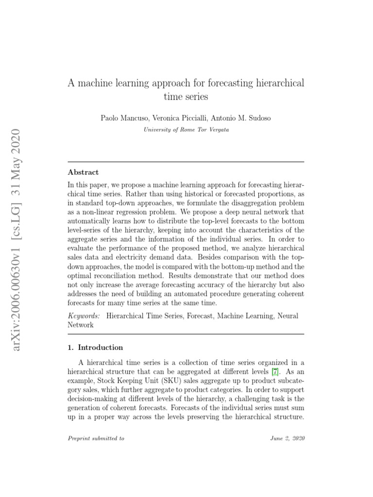 A Machine Learning Approach For Forecasting Hierarchical Time Series ... A Machine Learning Approach For Forecasting Hierarchical Time Series ...