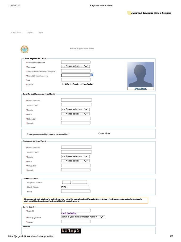 Citizen Registration Details: Check Status Register Login | PDF ...