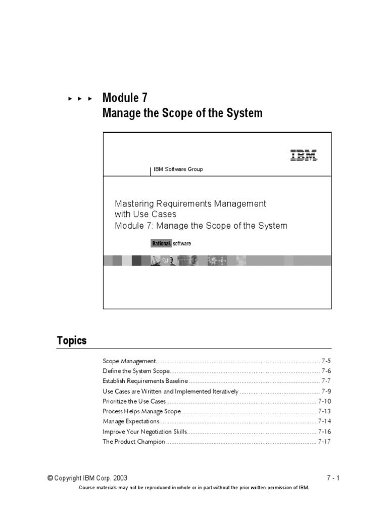 Manage The Scope of The System: Topics | PDF | Use Case | Scope ...