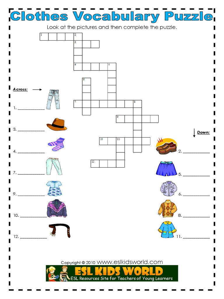 Clothes Puzzle Worksheet | PDF