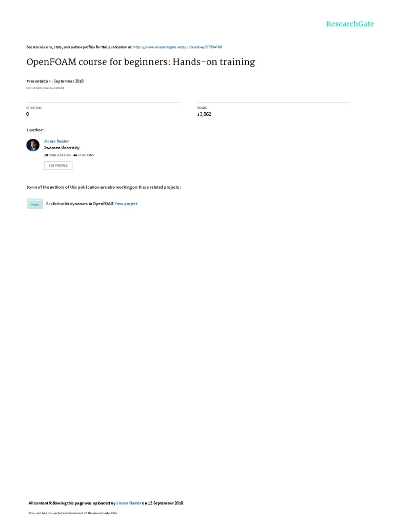 Openfoam Course For Beginners: Hands-On Training: September 2018 | PDF ...
