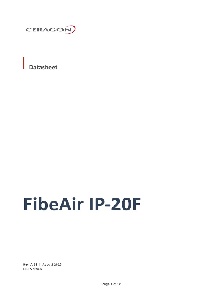 Ceragon FibeAir IP-20F Datasheet ETSI Rev A.13 | PDF | Physical Layer ...
