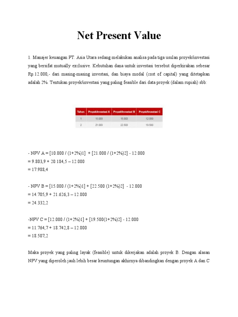 Net Present Value (NPV) | PDF | Pengelolaan Keuangan & Uang | Komputer