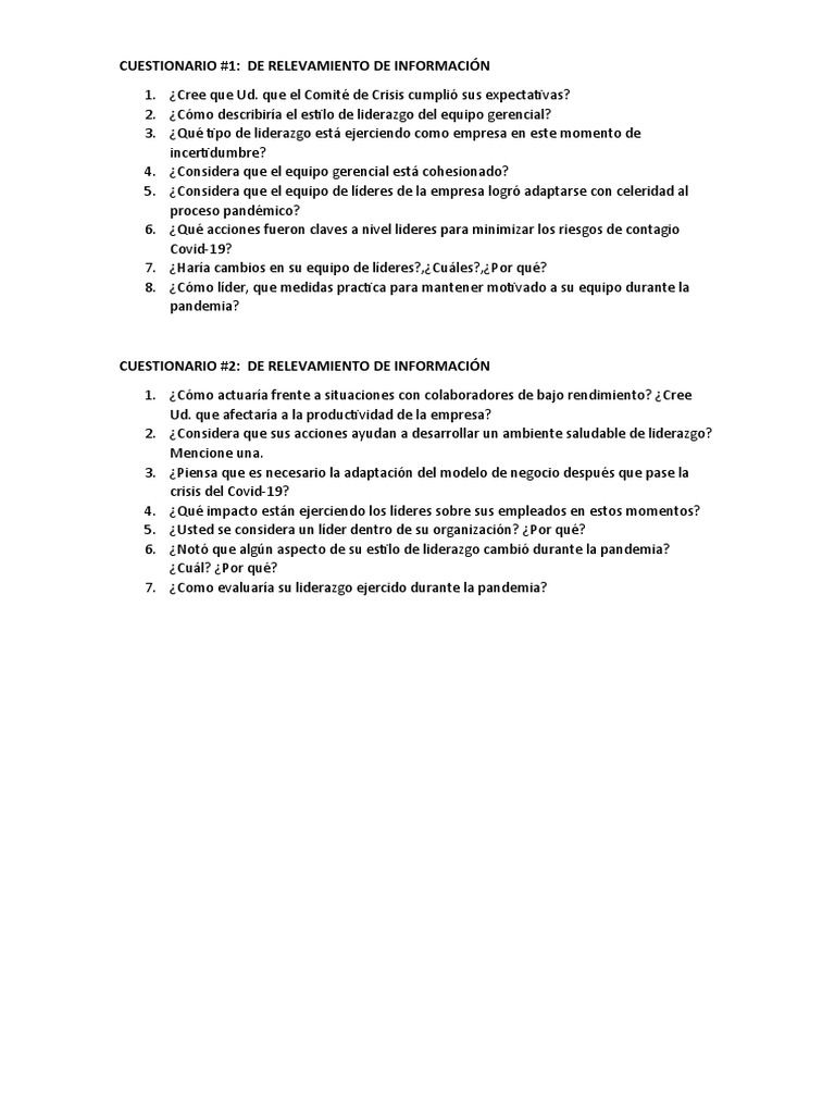 Cuestionario de Relevamiento de Información-1 | PDF