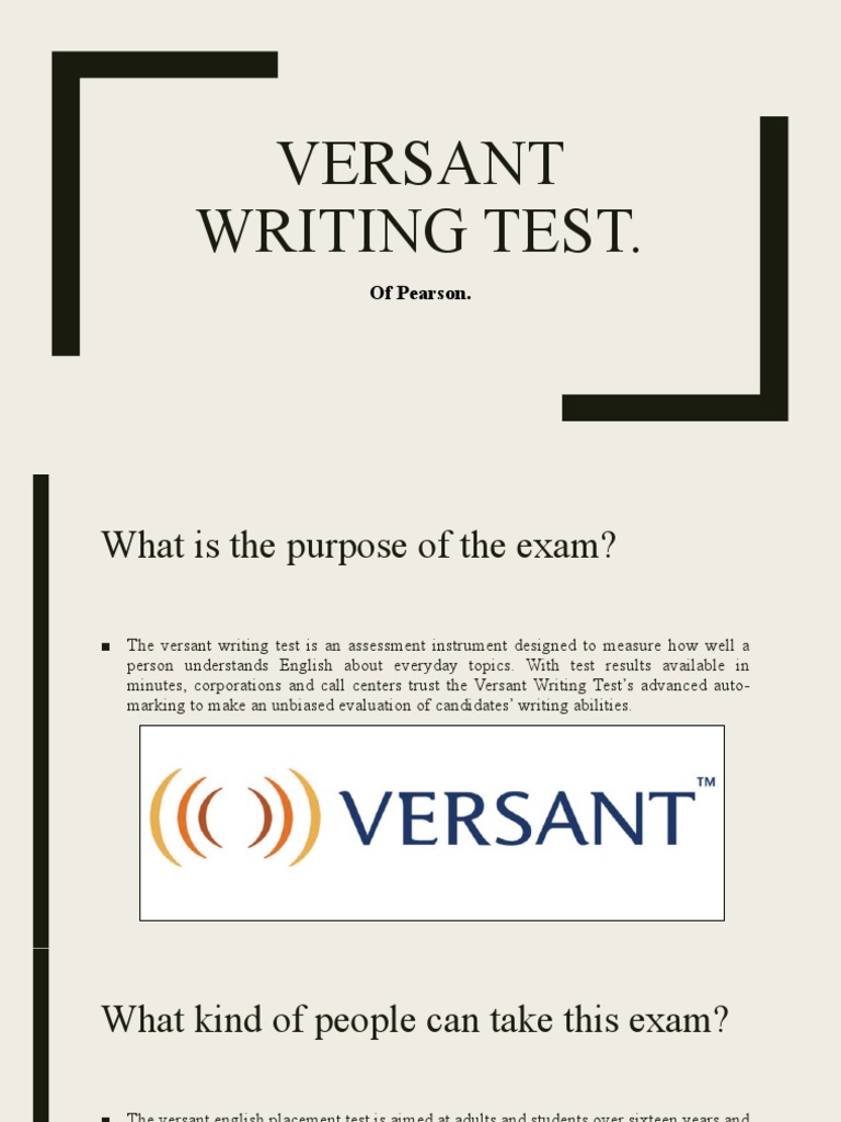 Overview of the Versant Writing Test | PDF | Test Of English As A ...