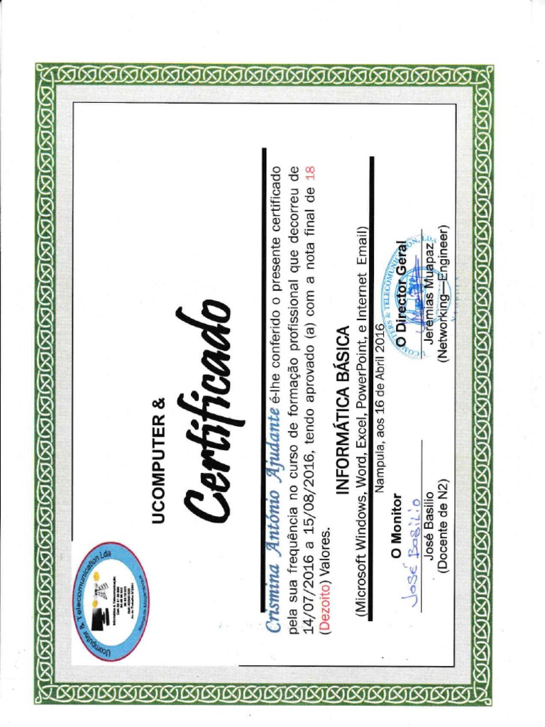 Certificado Informatica PDF | PDF