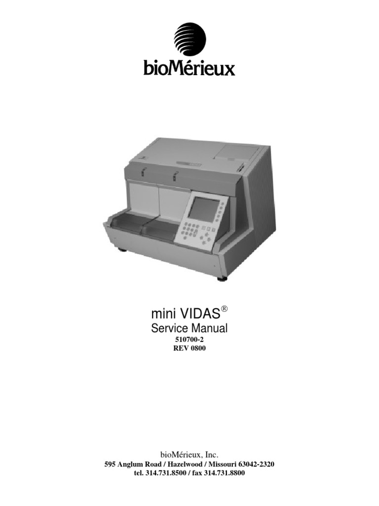 Service Manual Mini VIDAS - 0800 PDF | PDF | Menu (Computing) | Assay