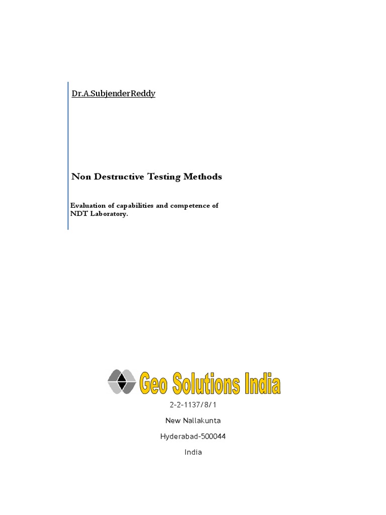Non Destructive Testing Methods | PDF | Nondestructive Testing ...