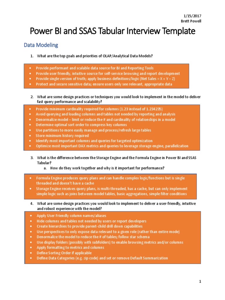 Power BI & SSAS Tabular Interview Guide | PDF | Databases | Microsoft Excel