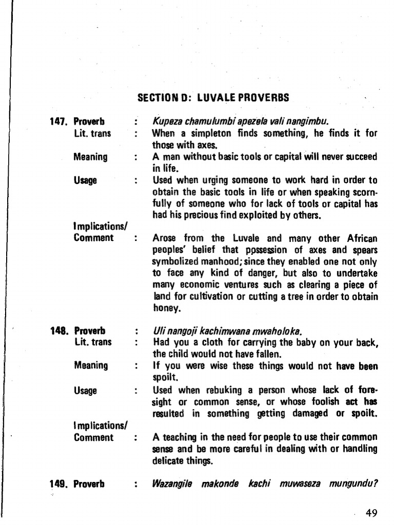 Luvale Proverbs | PDF