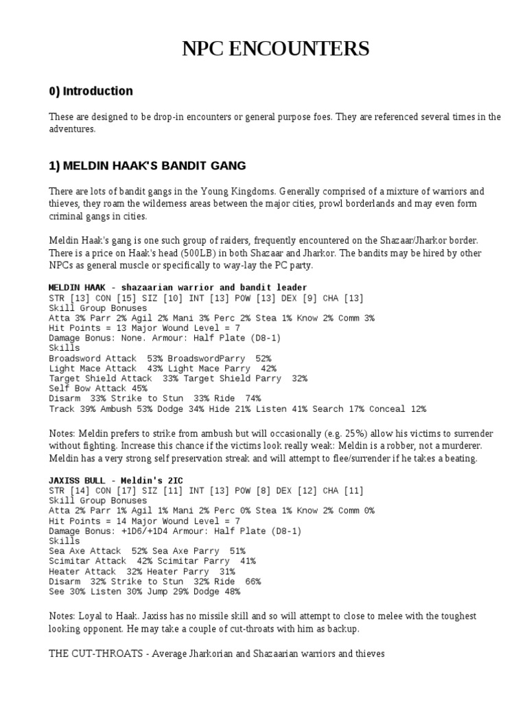 NPC Encounters: 0) Introduction | PDF | Rowing