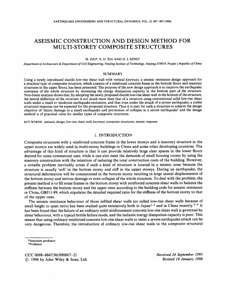 Aseismic Construction and Design Method Multi-Storey Composite ...