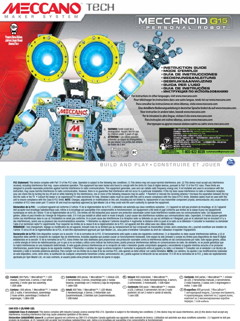 For Instructions in Other Languages, Visit WWW - Meccano. Com For ...