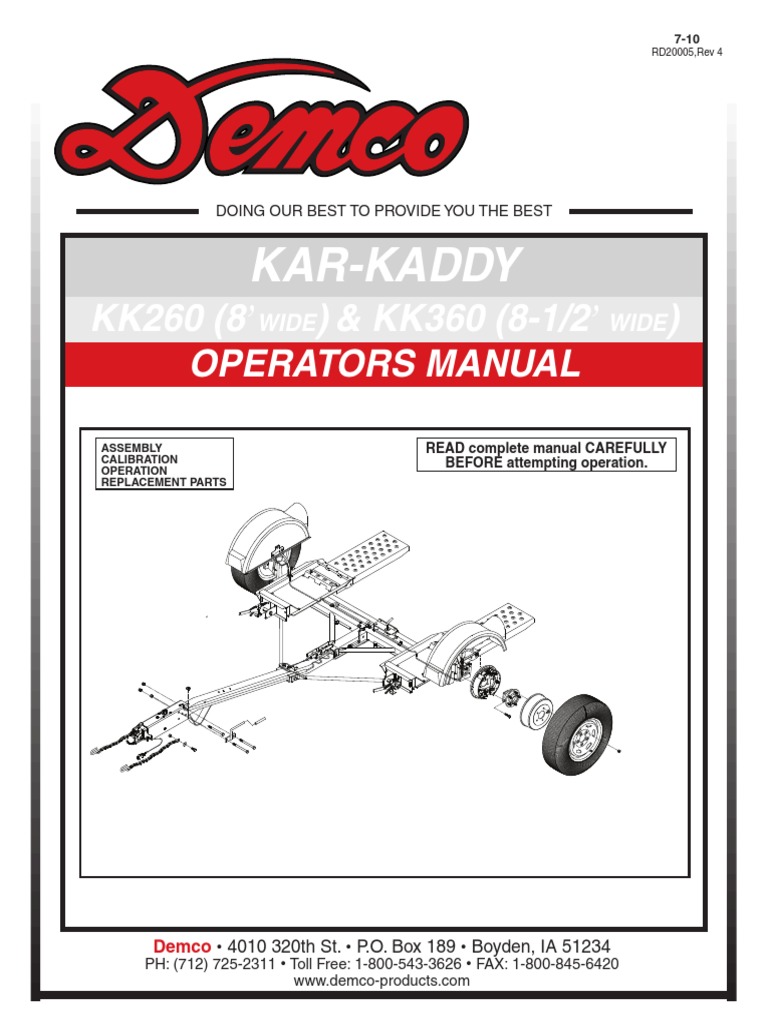 Kar-Kaddy: Operators Manual KK260 (8) & KK360 (8-1/2) | PDF | Steering | Screw