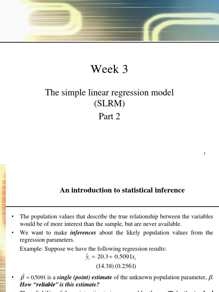 Week 3 - The SLRM (2) - Updated PDF | PDF | Statistical Hypothesis ...