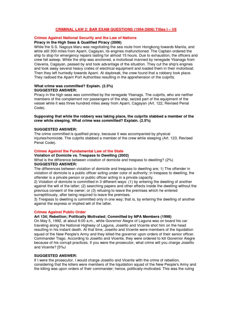 Criminal Law 2 Samplex | PDF | Perjury | Forgery