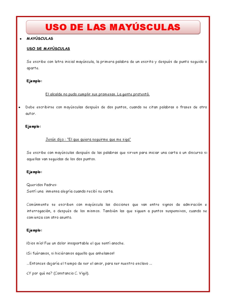 Reglas de uso de mayúsculas | PDF | Palabra | Género gramatical