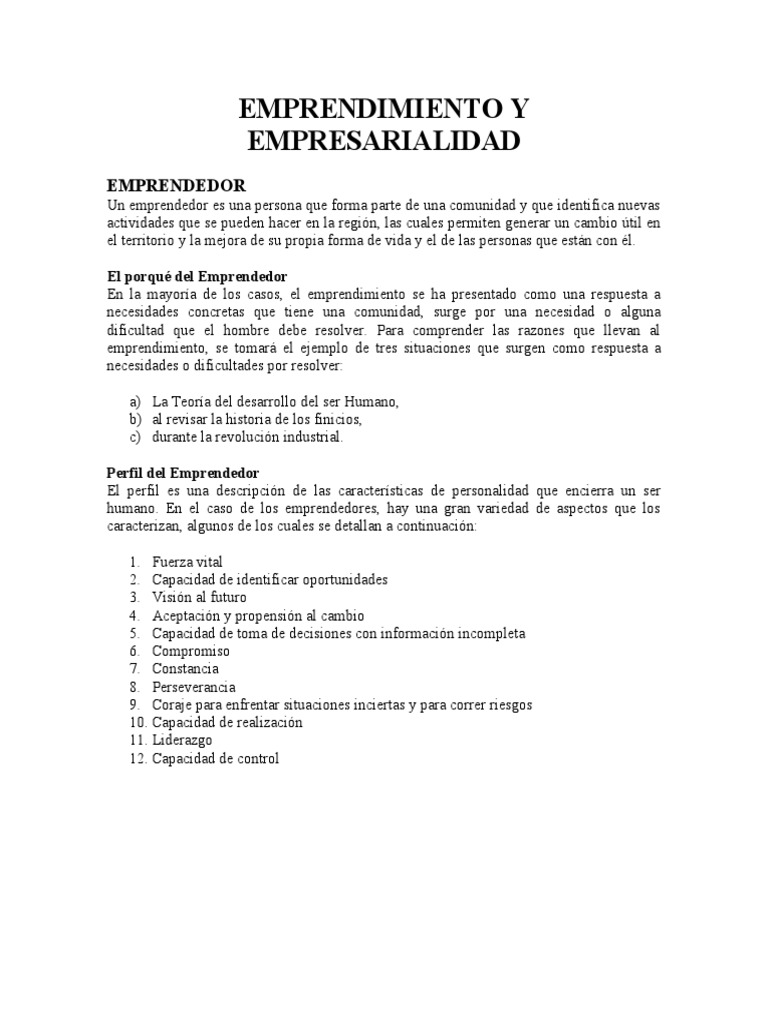 Emprendimiento Y Empresarialidad Pdf Iniciativa Empresarial Cognición