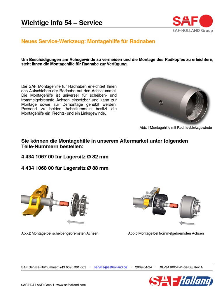Montagewerkzeug Radnabe - de-DE | PDF