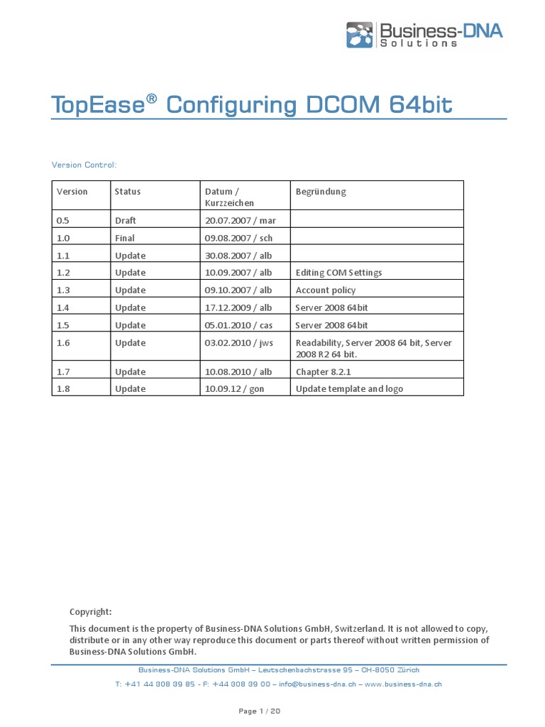 Configuring DCOM For TopEase x64 | PDF | Component Object Model | Microsoft Windows