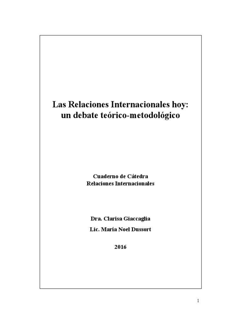 Las RRII Debates | PDF | Realismo filosófico | Relaciones internacionales