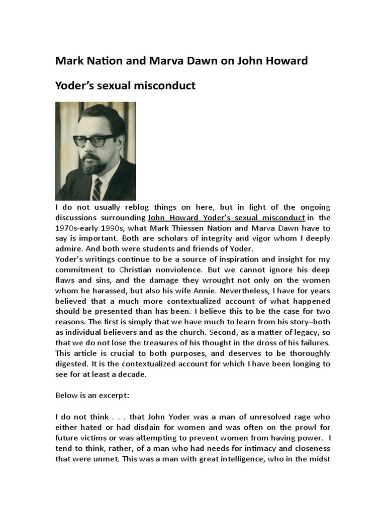 About John Howard Yoder | PDF | Theology